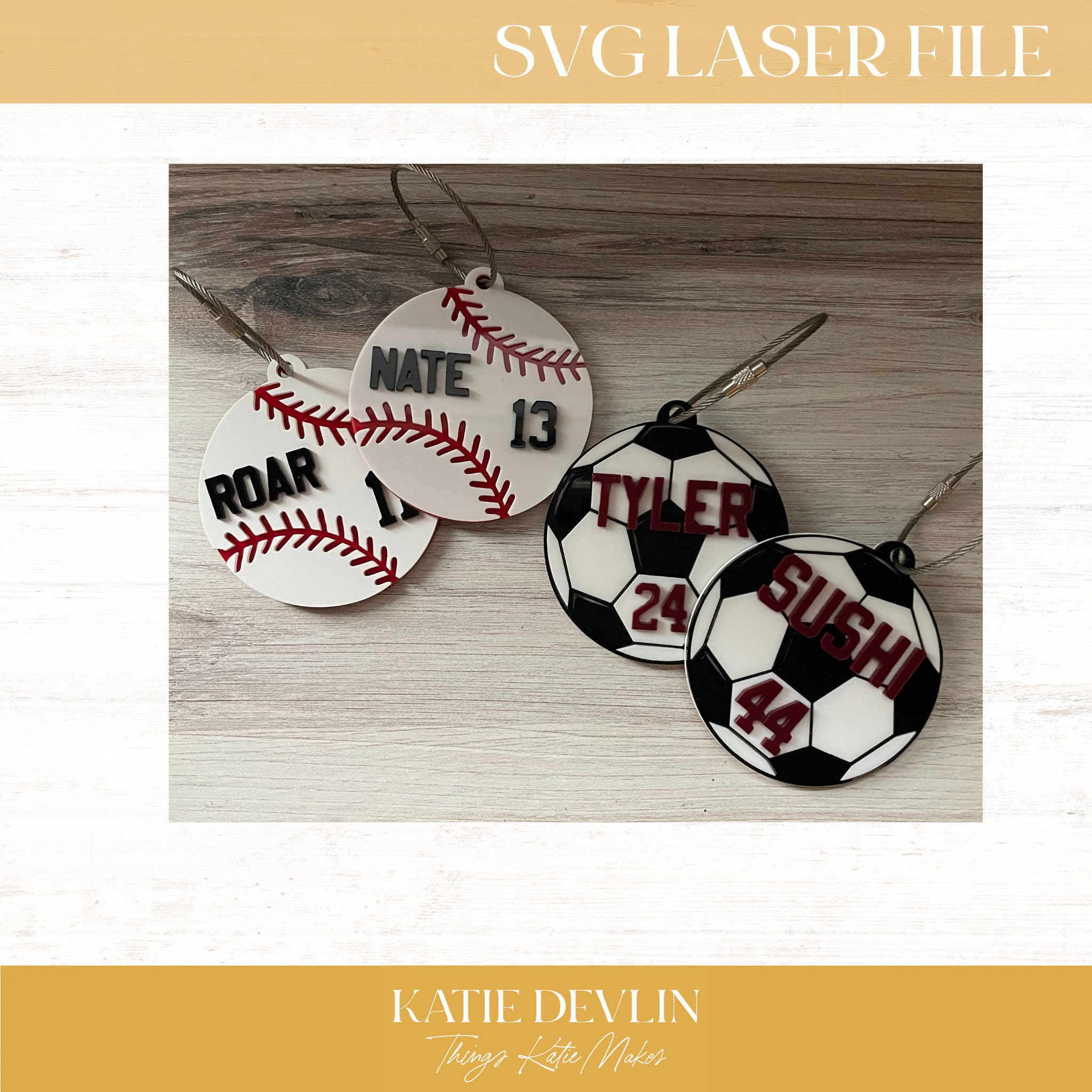 Sports Keychain SVG Bundle, Soccer, Basketball, Baseball, Football ...