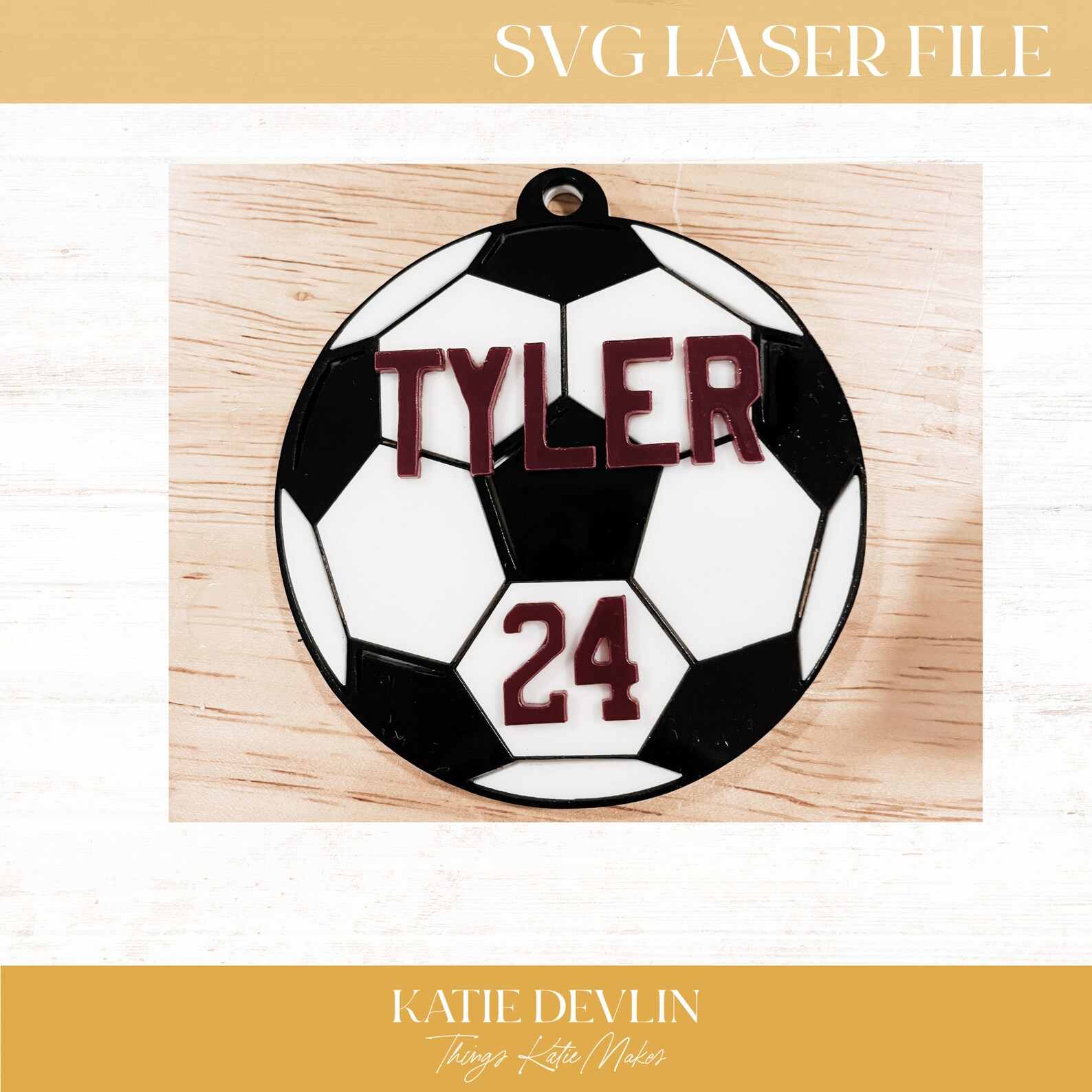 Soccer Keychain SVG, Sized for Glowforge, Soccer Bag Tag SVG, Soccer ...