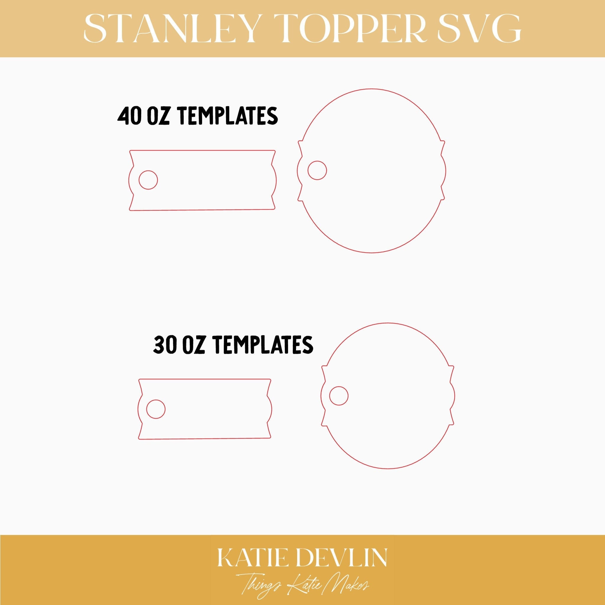 40oz & 30oz Stanley Quencher Topper SVG Template, Rectangle, Oval ...