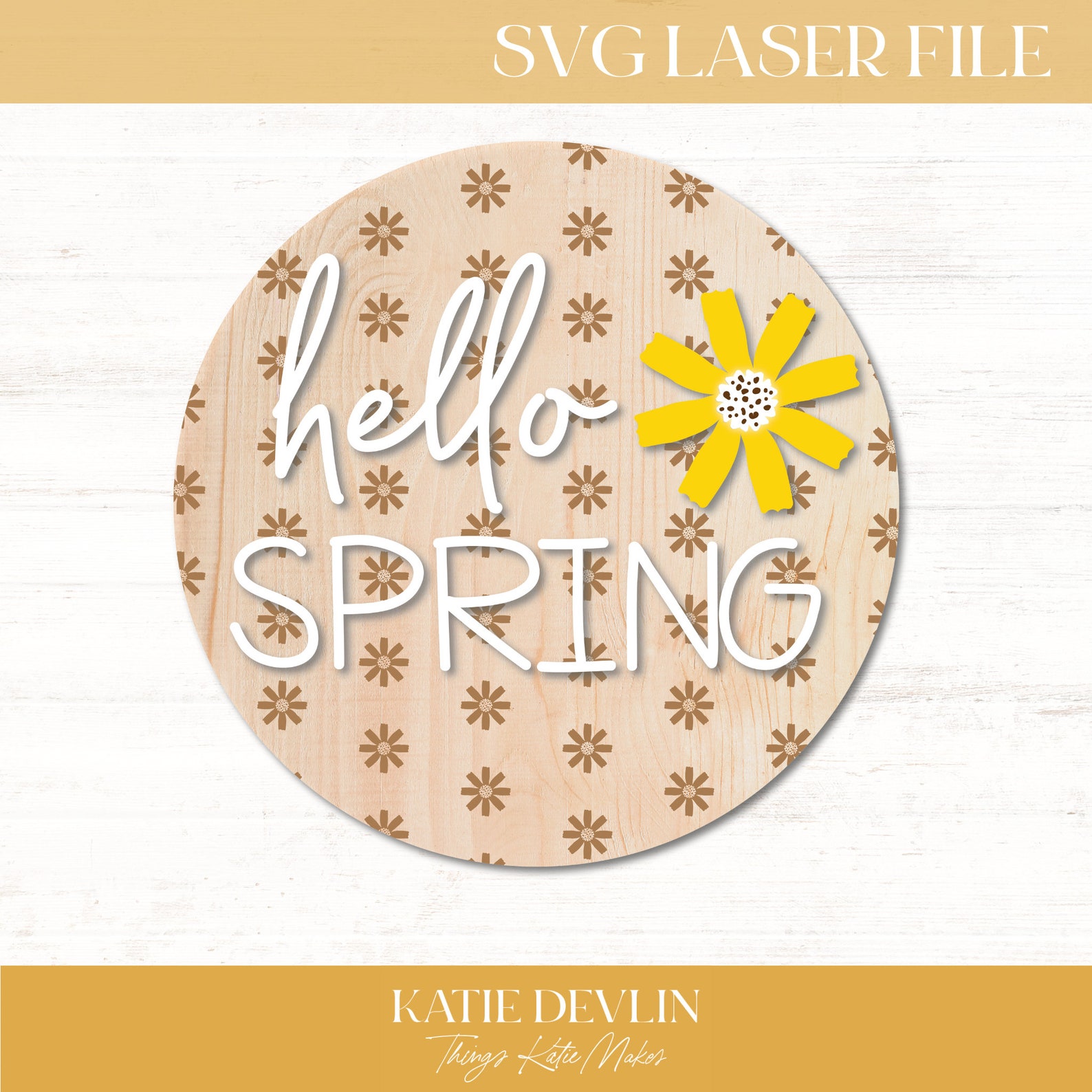 Hello Spring Laser SVG, Round Door Hanger Svg, Spring Welcome Sign ...