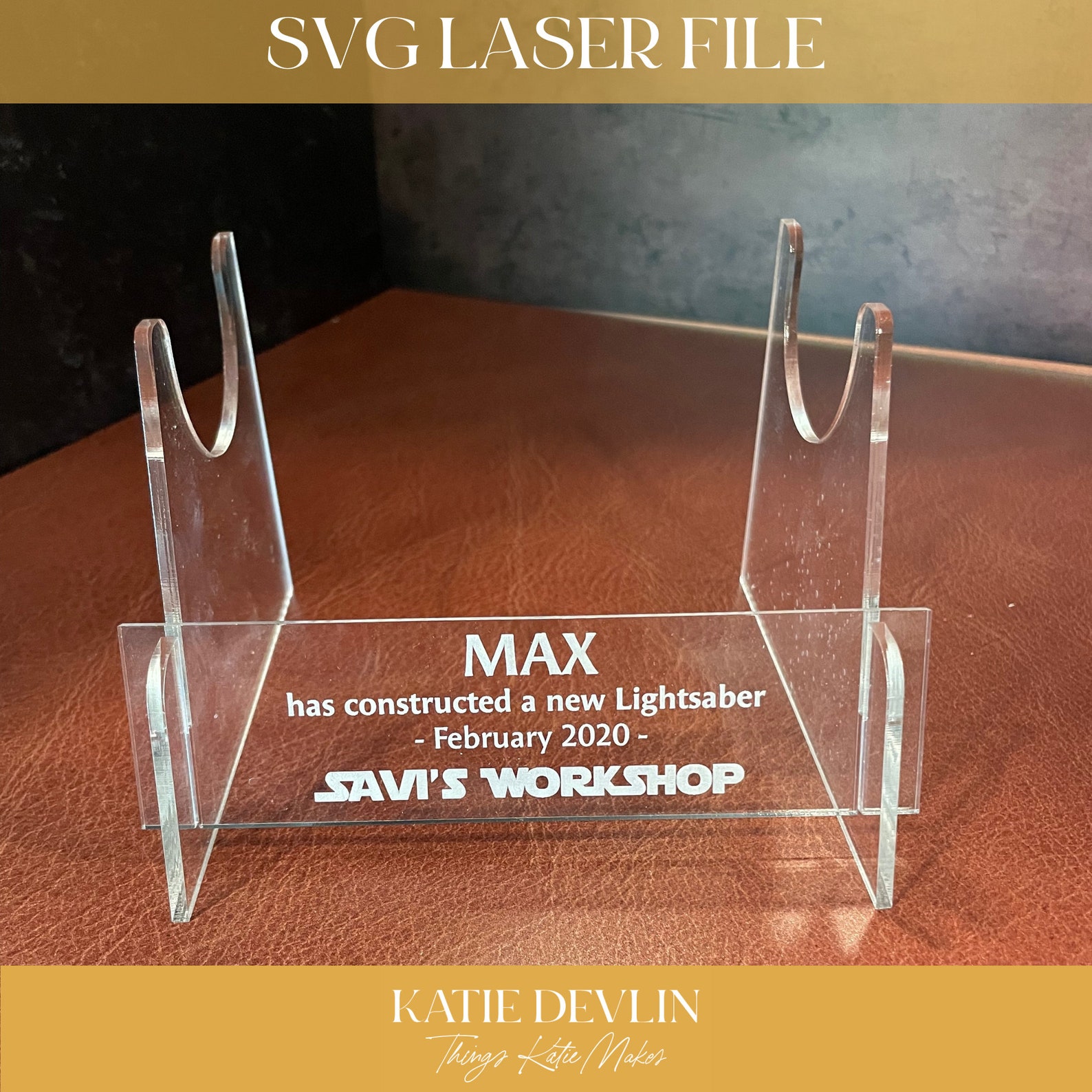 Lightsaber Stand SVG, Single Saber SVG Laser Cut File, Glowforge Ready ...
