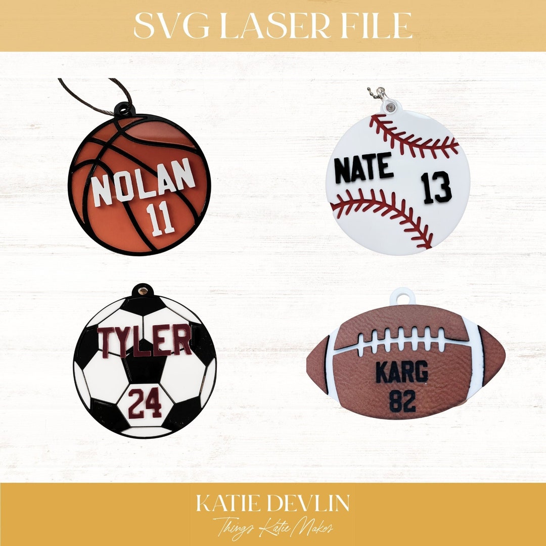 Sports Keychain SVG Bundle, Soccer, Basketball, Baseball, Football ...