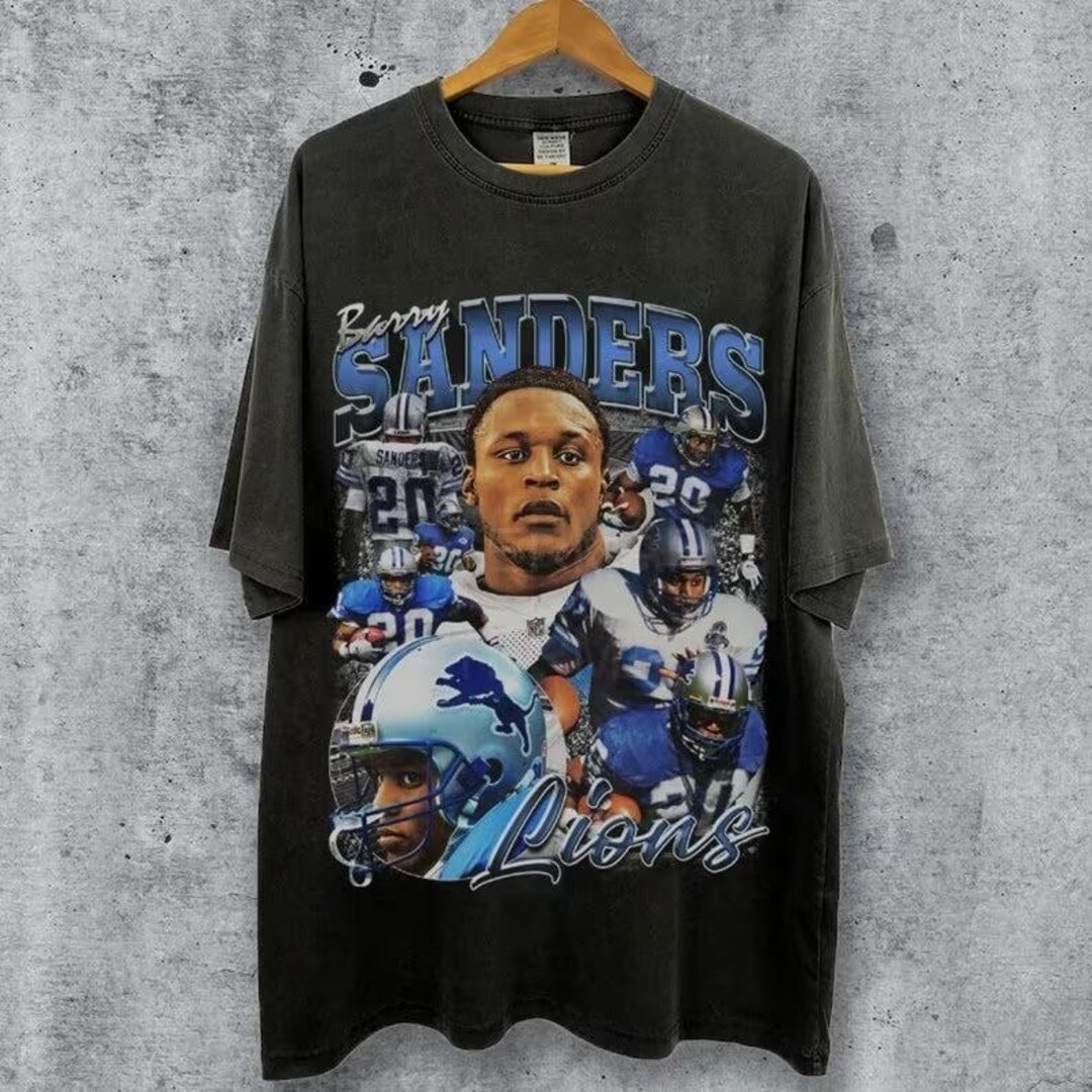 Barry Sanders Football Shirt for Men Women Vintage 90s Bootleg Style ...