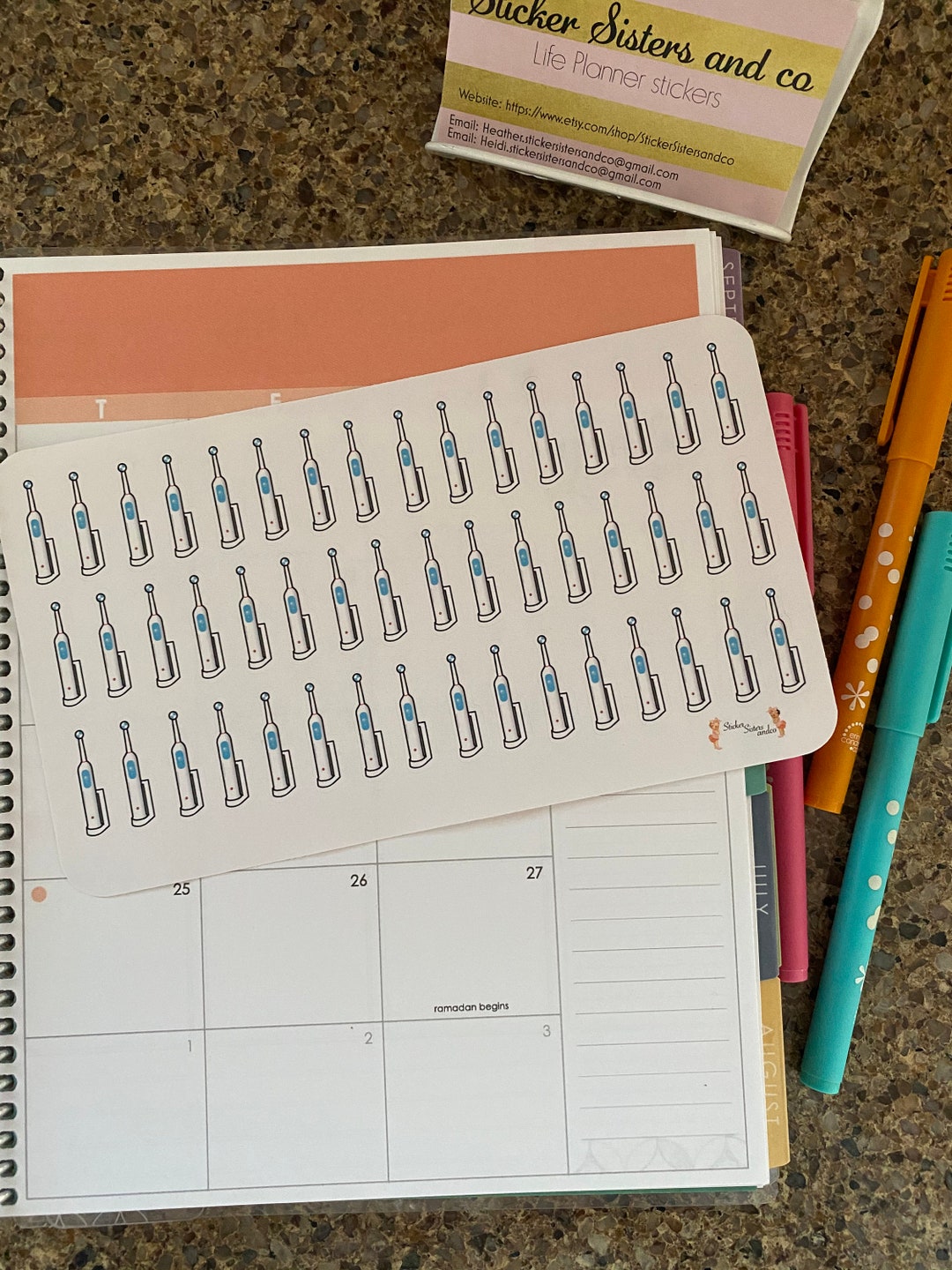 Toothbrush Stickers. Perfect for Any Planner! - Etsy