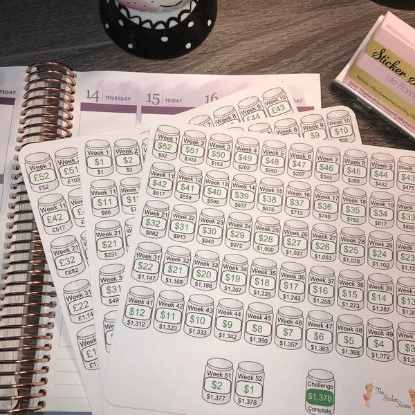 52 Week Stickers - Etsy