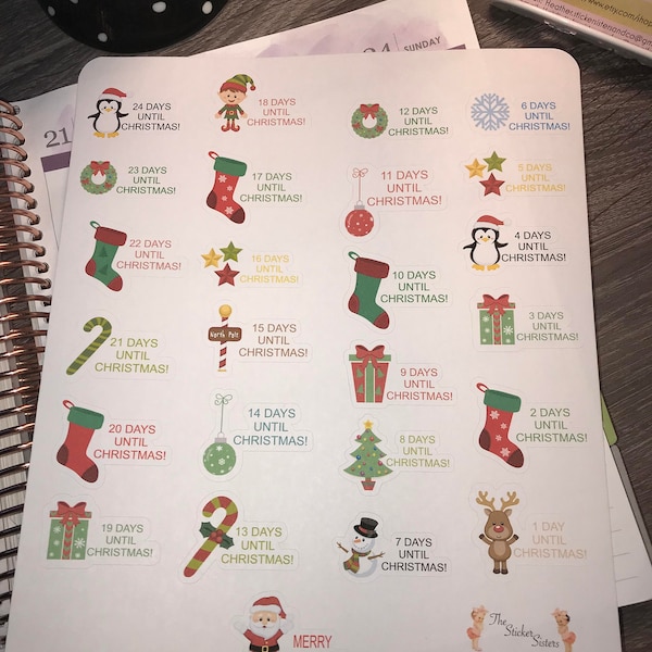 Christmas Countdown Stickers - Etsy