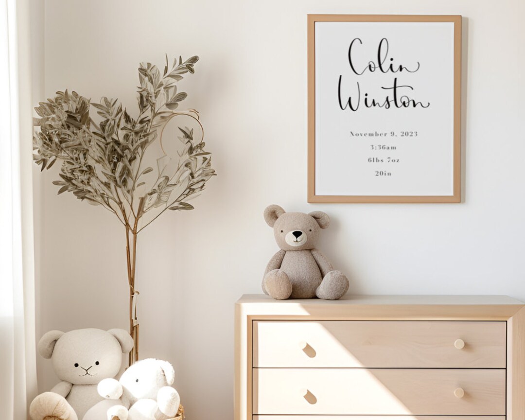 Hand-lettered Birth Stats Sign: Custom Nursery Decor (digital File) - Etsy