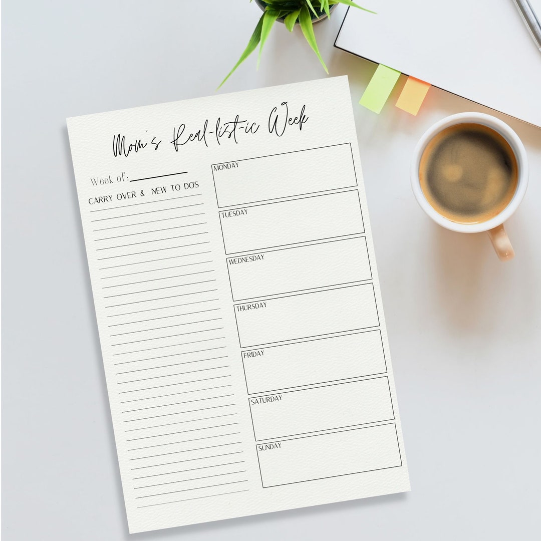 Mom's Weekly Planner Printable: 'rea-list-ic' To-do List (instant ...
