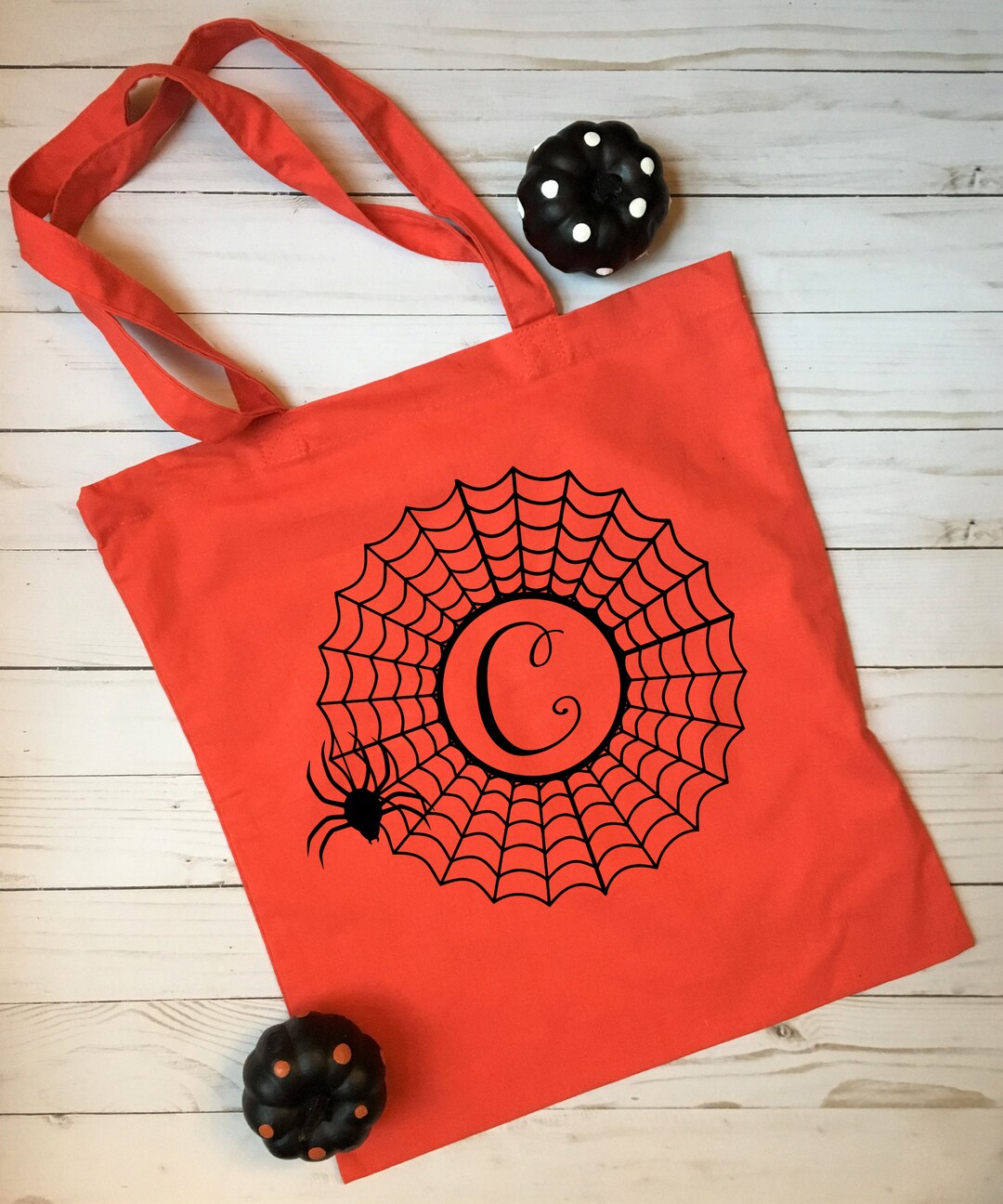 Halloween Tote Bag, Trick or Treat Canvas Bag, Spider Tote, Name Candy ...