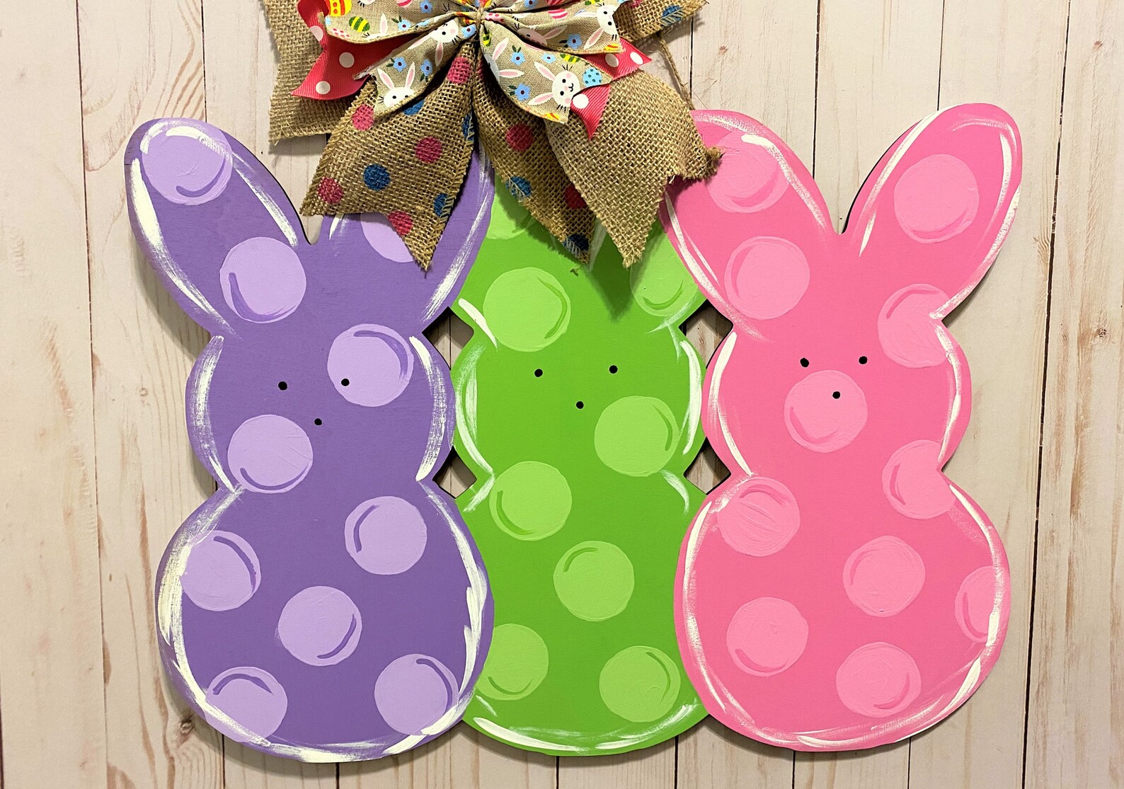 Easter Peeps Door Hanger Spring Bunny Welcome Wood Door Sign - Etsy
