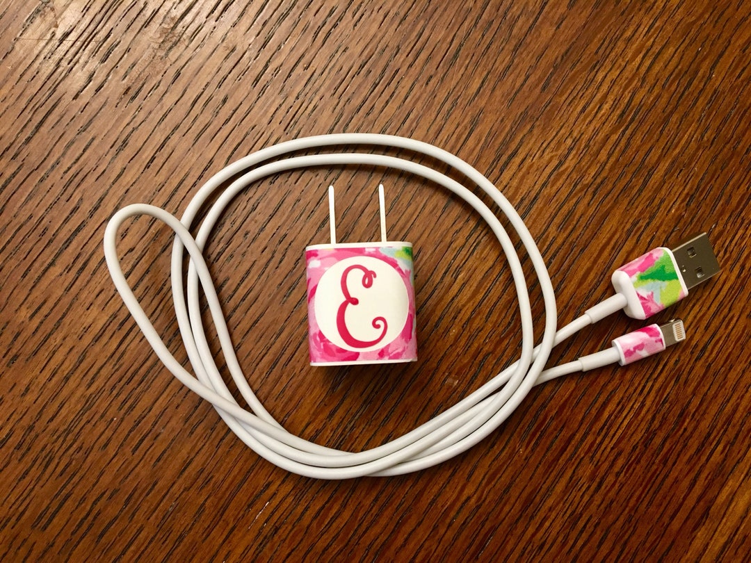IPhone Charger Monogram Decal, Girls Floral Charger Decal, Personalized ...