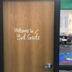 Classroom Welcome Decal, Classroom Door Decal, Teacher Name Decal Door ...