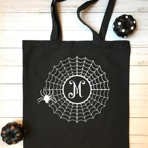Halloween Tote Bag, Trick or Treat Canvas Bag, Spider Tote, Name Candy ...