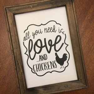 Love and Chickens Sign, Funny Chicken Sign, Chicken Lady Gift, Chicken ...