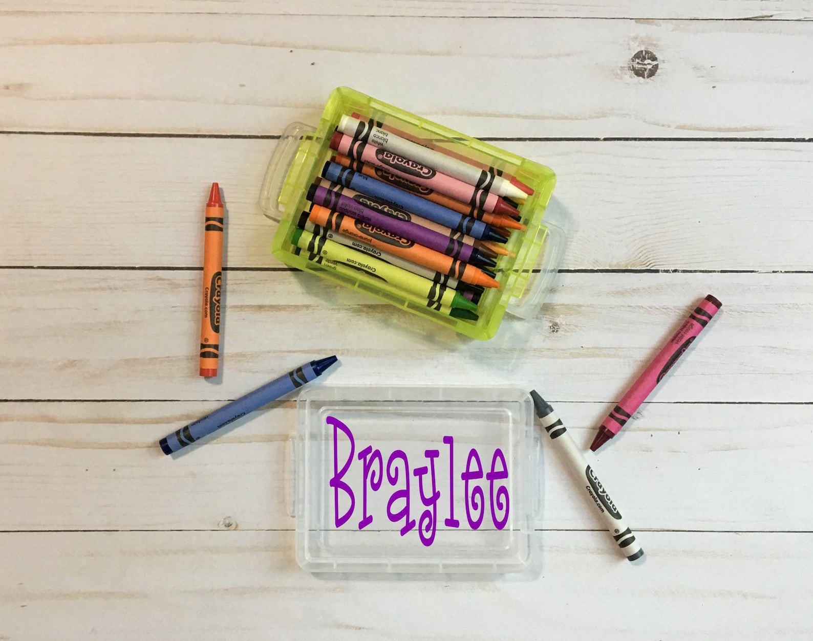 Personalized School Supply Box, Personalized Crayon Box, Back to School ...