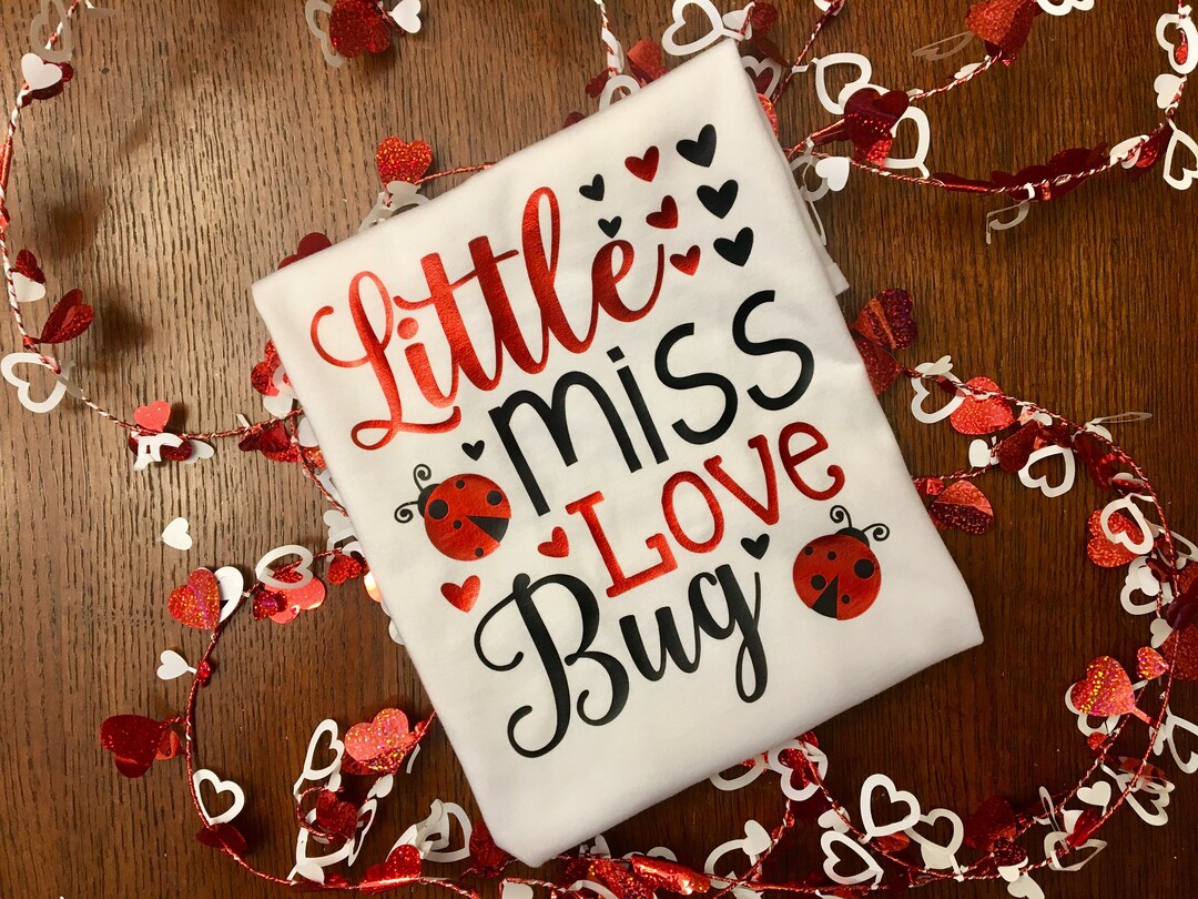Girls Love Bug Valentine Shirt Little Miss Love Bug Valentines Tee ...