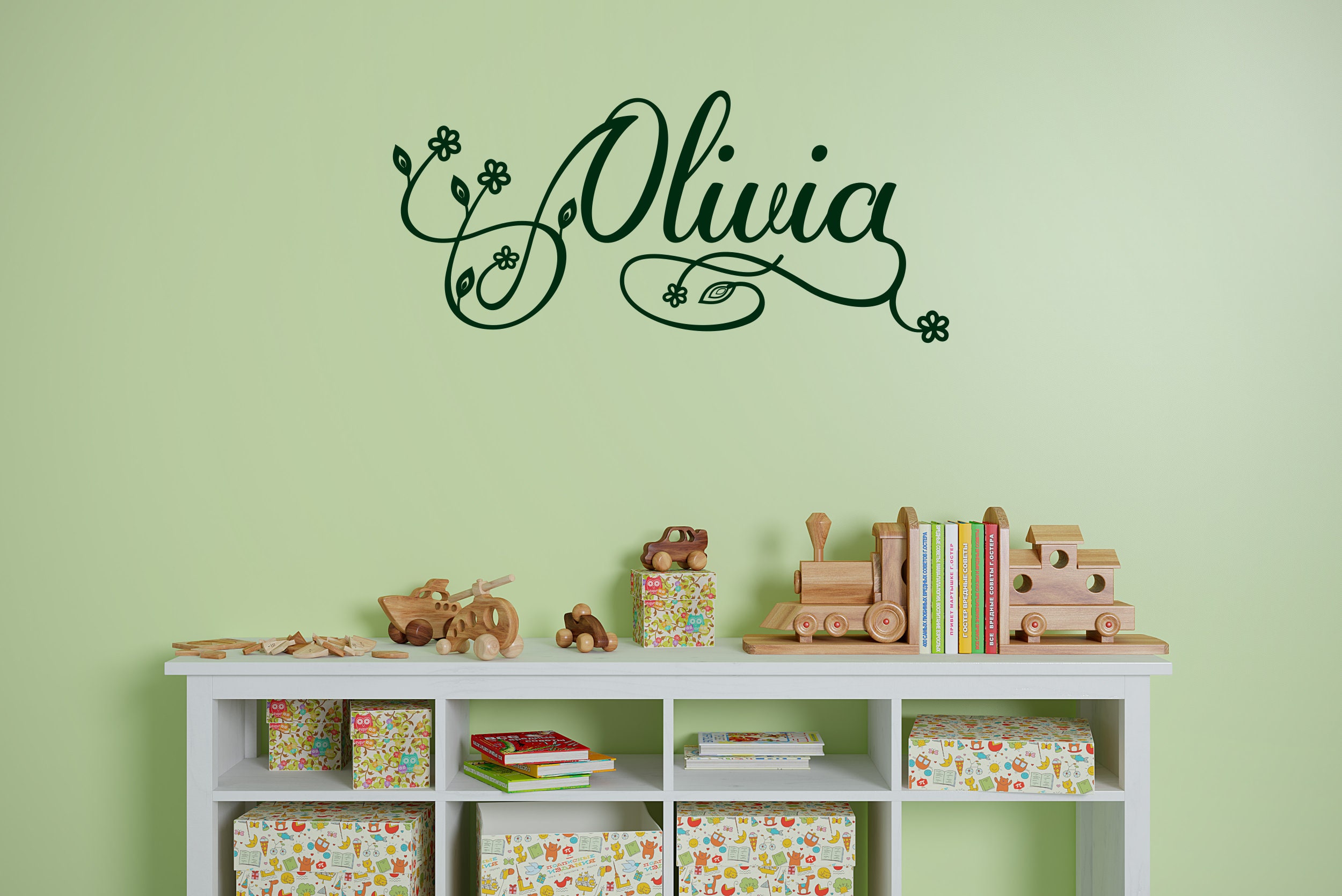 Flower Name Decal Personalized Girls Name Sticker Custom | Etsy