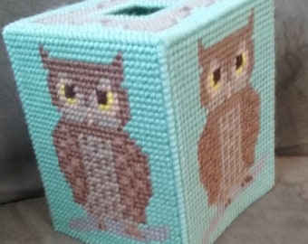 Owl Tissue Box Cover Plastic Canvas Pattern | Etsy