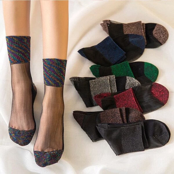 Silver Glitter Socks - Etsy