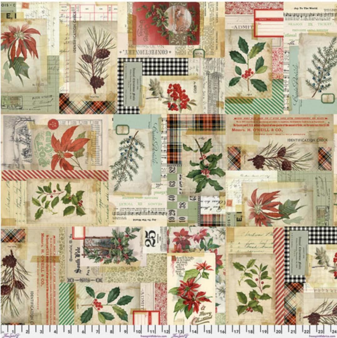 108" Wide Backing Fabric Holidays Past Collage by Tim Holtz for Free ...