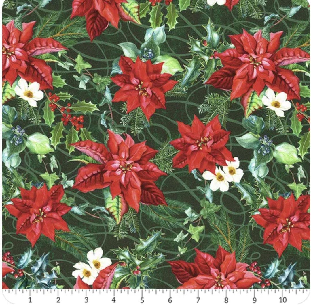 Holiday Splendor Pine Crimson Blooms by Whistler Studios for Windham ...