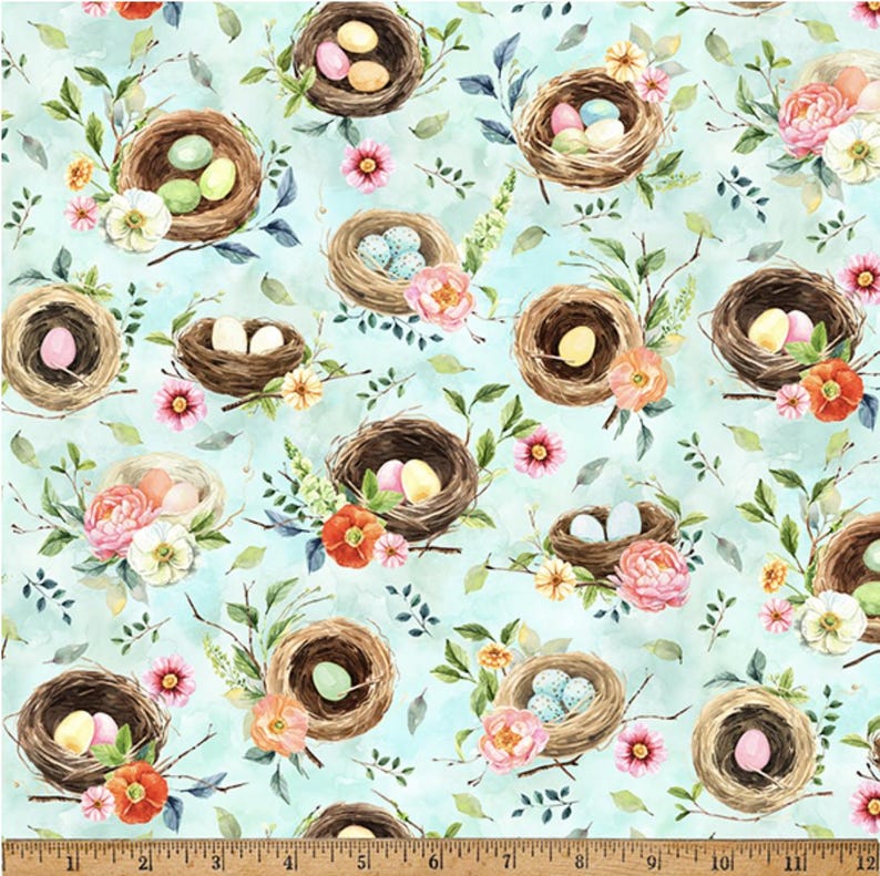 Easter Wonder Nests by Hoffman Fabrics W5428-156 Vanilla, W5428-492 ...