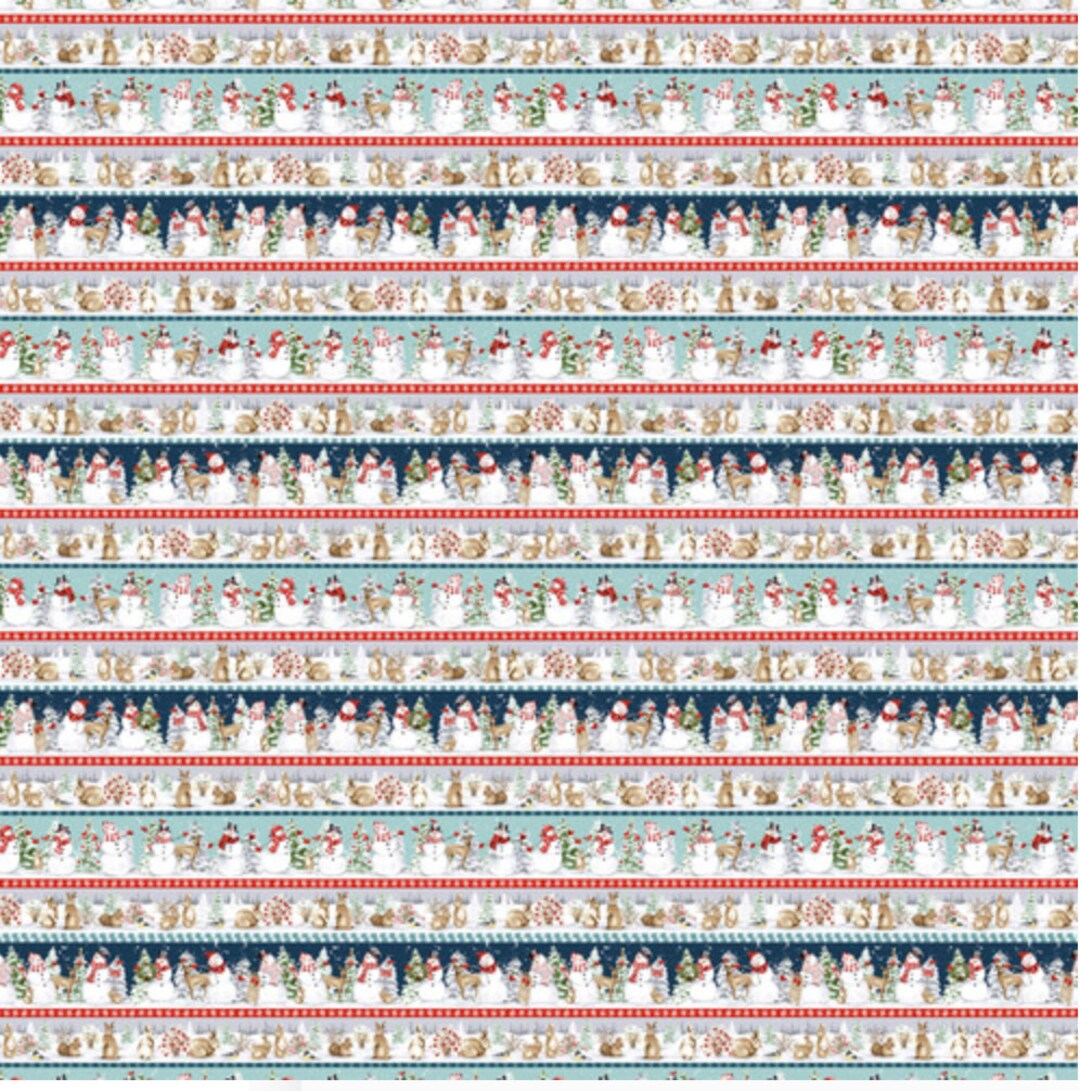 Bundle up Winter Scene Stripe by Barb Tourtillotte From Henry Glass ...