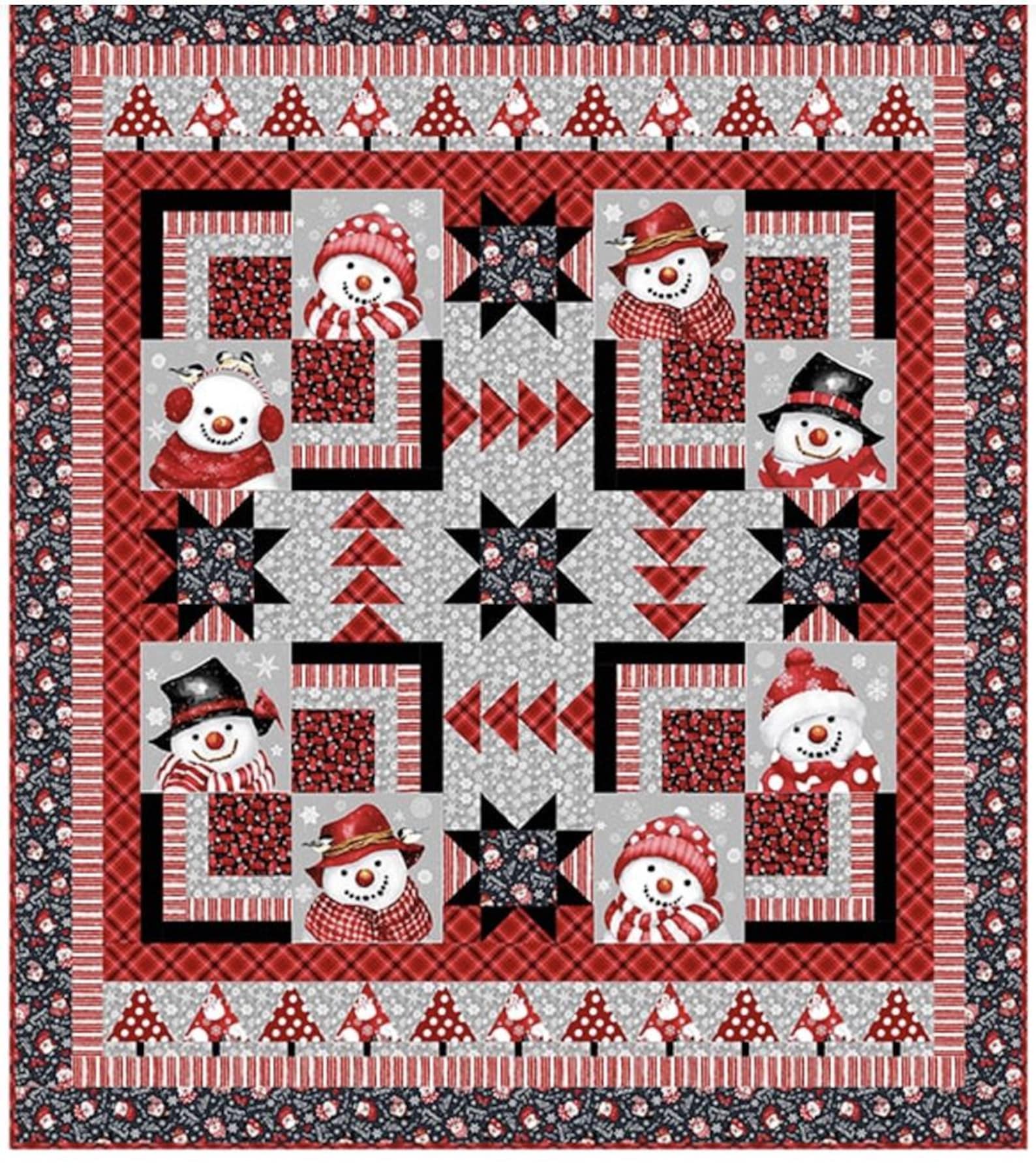 Snow Crew II FLANNEL Snowman Faces and Words by Barb Tourtillotte for ...