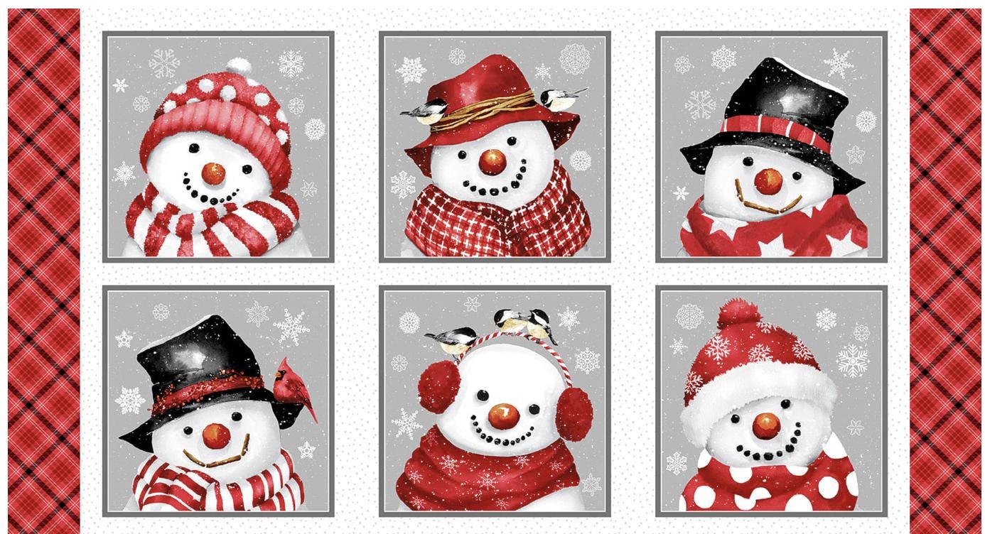Snow Crew II FLANNEL Snowman Faces and Words by Barb Tourtillotte for ...