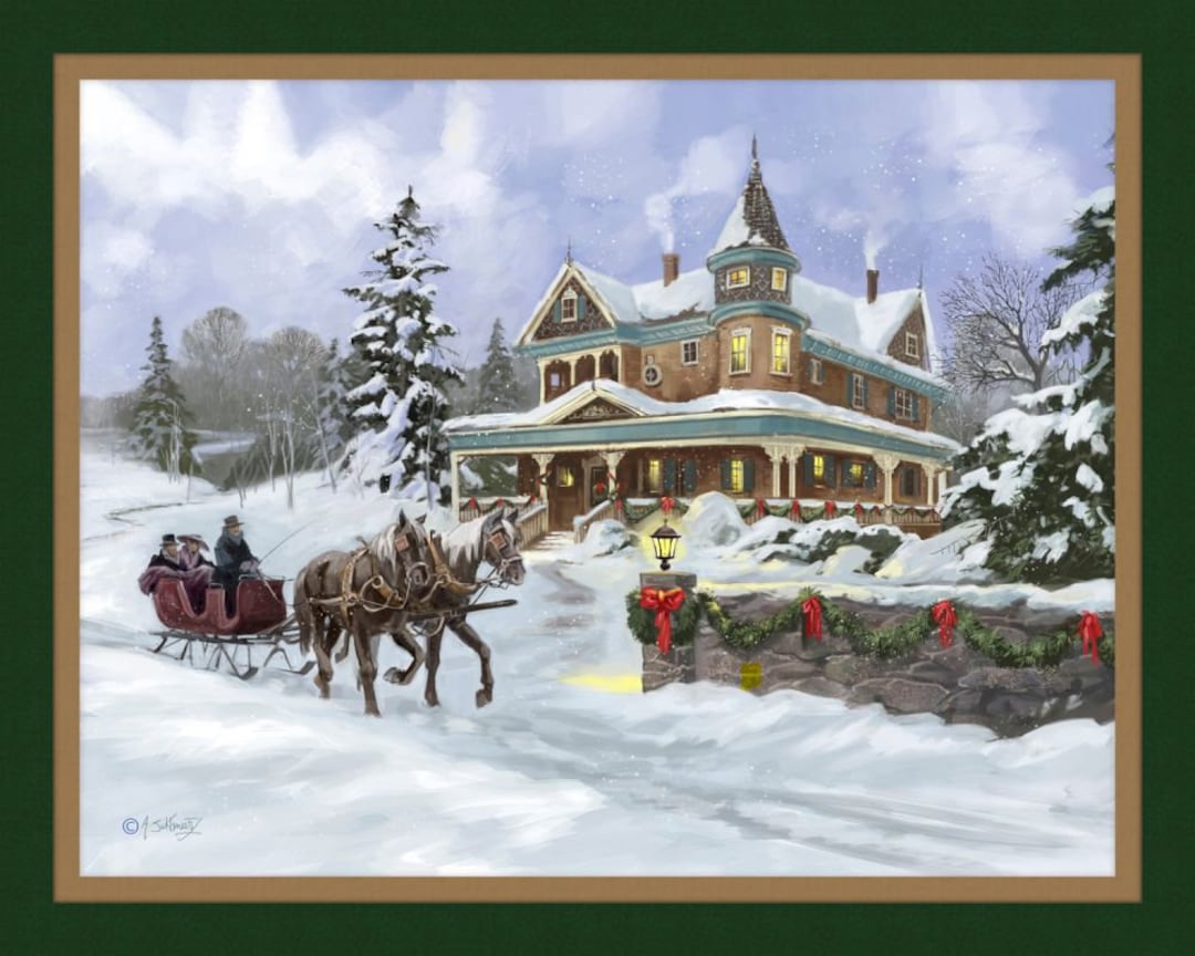 Christmas Day Panel From MDG. Beautiful Holiday Scene. - Etsy