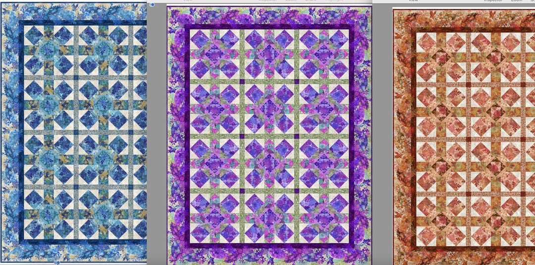 Kit for Oriental Gardens Quilt From in the Beginning Fabrics, Blue ...