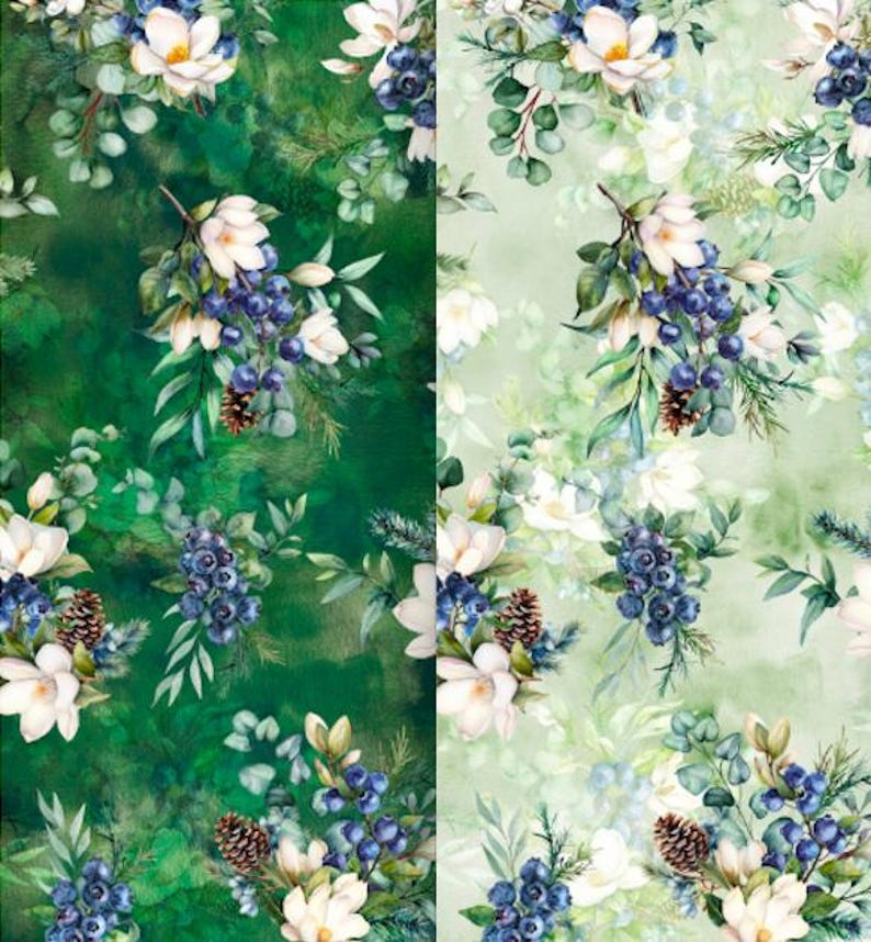 Forest Fawn Flowers and Blueberries by Hoffman Fabrics. X5582-727 ...
