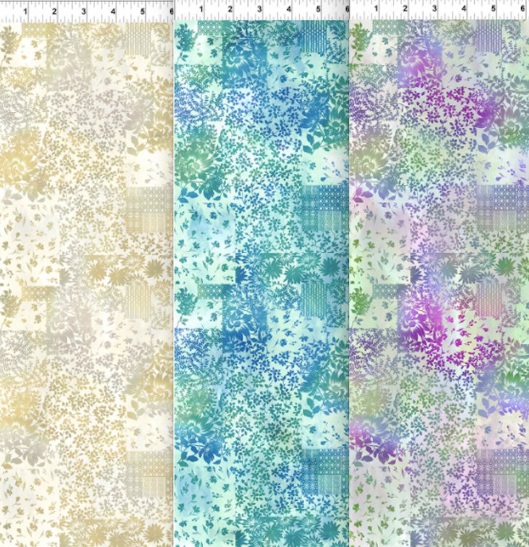 Ethereal Patchwork by Jason Yenter for in the Beginning Fabrics, 5JYT-1 Cream, 5JYT-2 Teal, 5JYT ...
