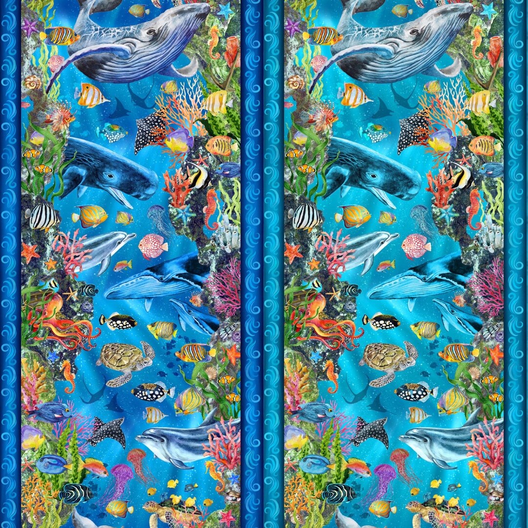 Calypso III Border by Jason Yenter in the Beginning Fabrics- 31CAL-1 Blue and 31CAL-2 Teal - Etsy