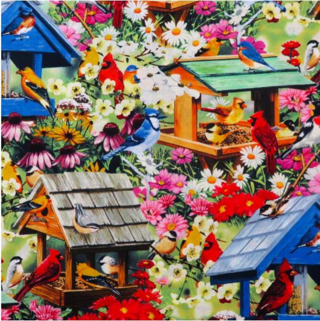 Spring Again by Timeless Treasures Multi Birds and Flowers for David ...