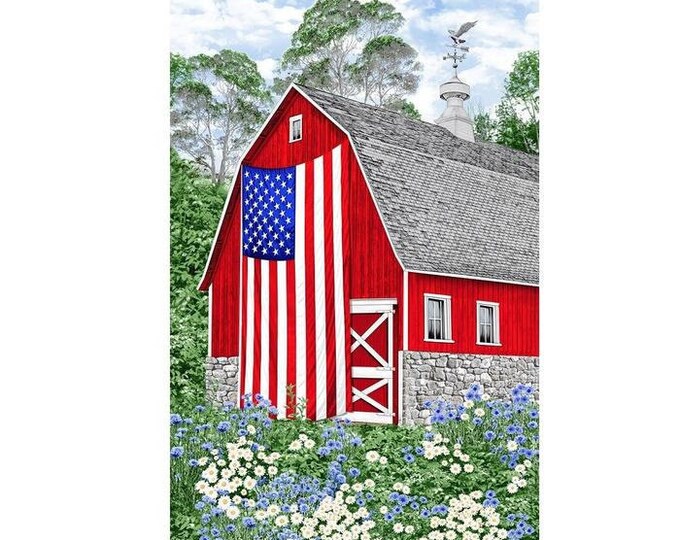 Freedom Farm Red Barn Panel From Timeless Treasures. Digitally Printed ...