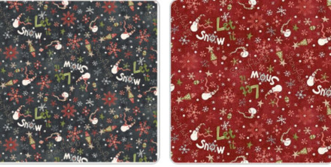 Let It Snow 2 Ply Flannel Fabric for Henry Glass. Choose 2878-99 Black ...