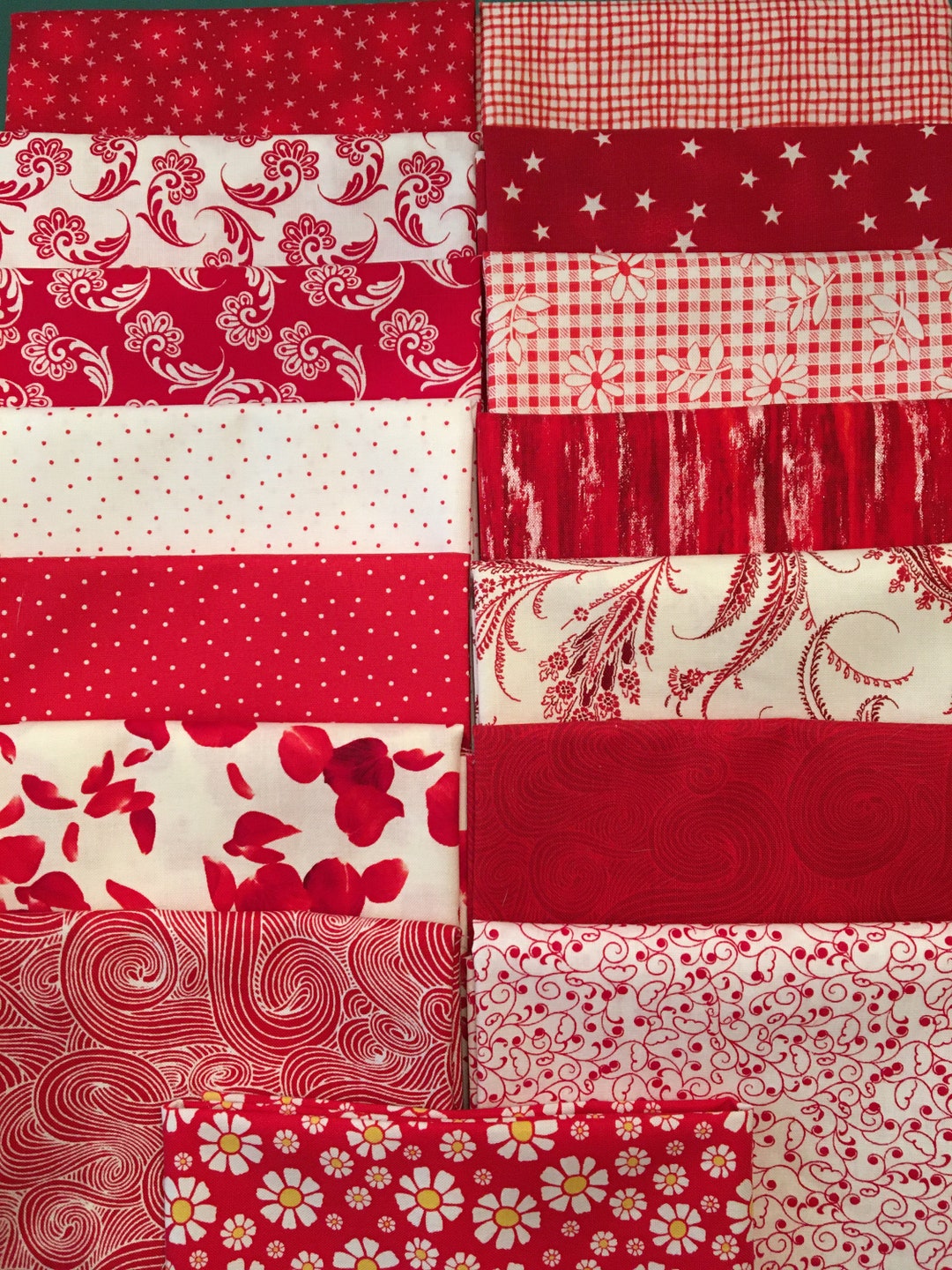 15 Red and White/cream Fat Quarters. Great Blenders From Assorted ...