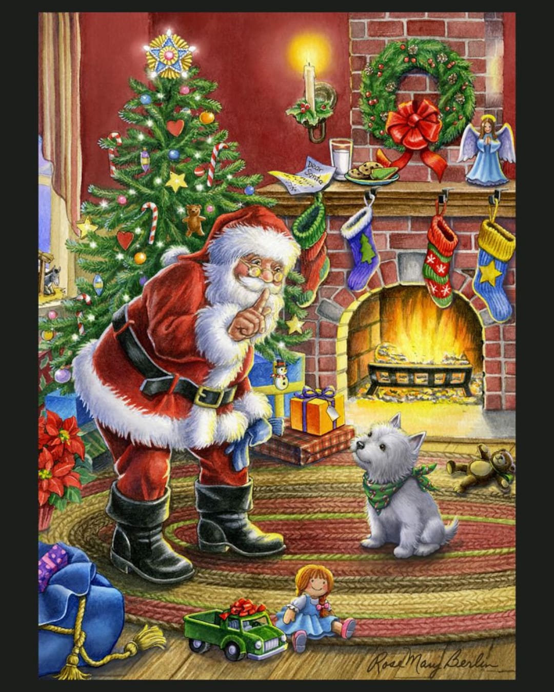 Shhh Santa Panel From MDG. Beautiful Holiday Scene. - Etsy