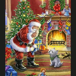 Shhh Santa Panel From MDG. Beautiful Holiday Scene. - Etsy