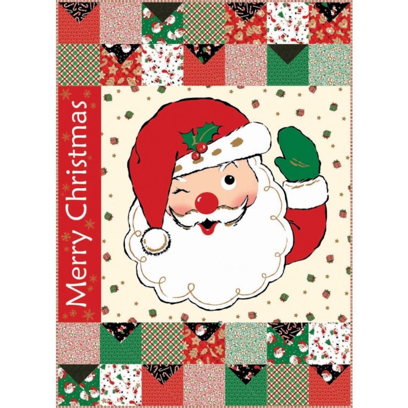 Winking Santas by Michael Miller From His Vintage Holidays Collection ...