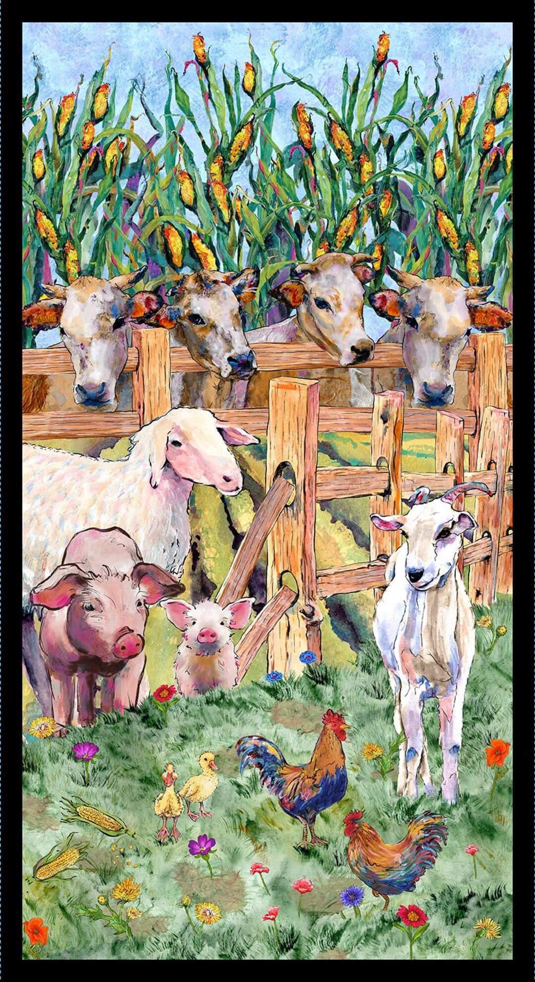Out of Farms Way Farm Panel by Anne Gregory for Blank Quilting, 3259P ...