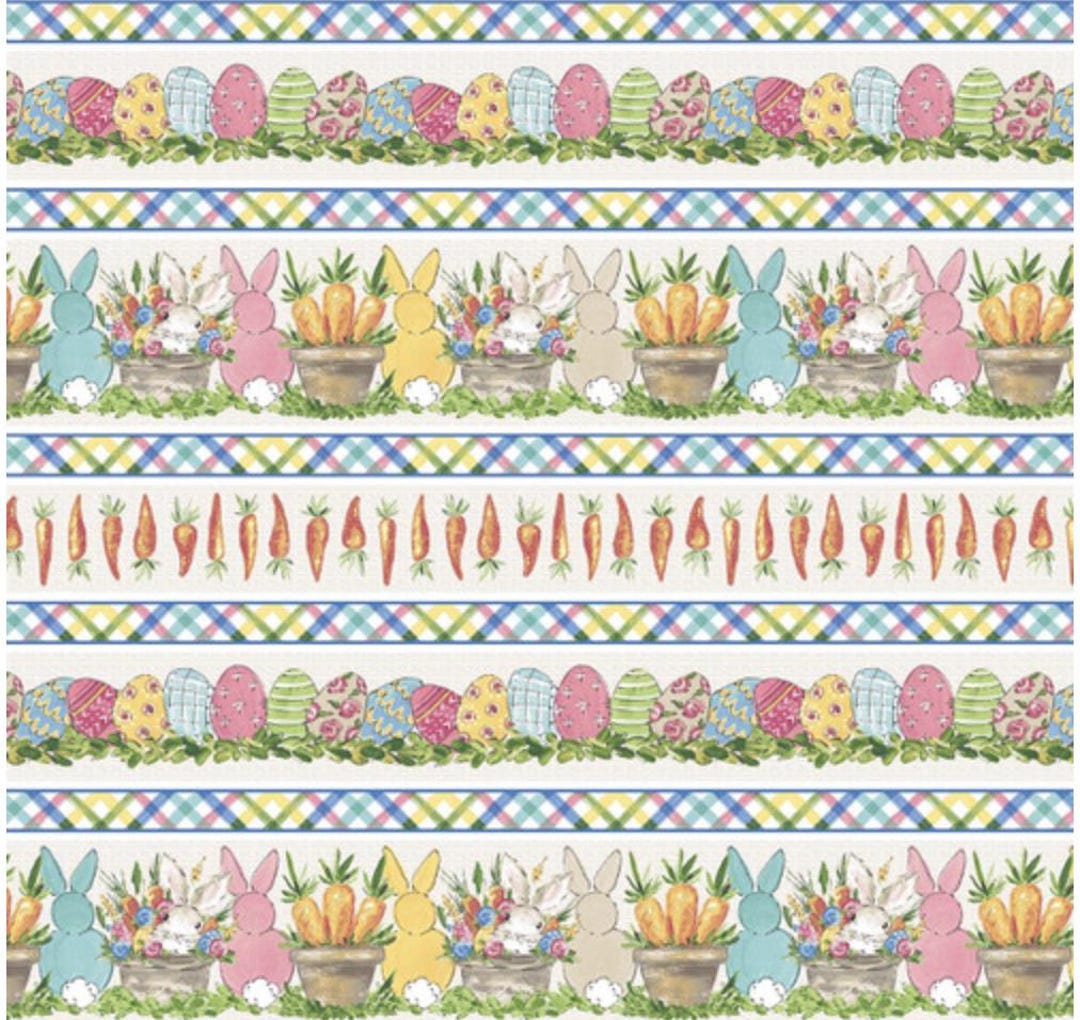 Peek A Boo Bunnies Border Stripe by Haley Bush From Henry Glass Fabrics ...