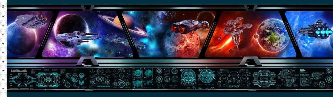 Sci-fi Border by Jason Yenter From in the Beginning Fabrics. Gorgeous ...