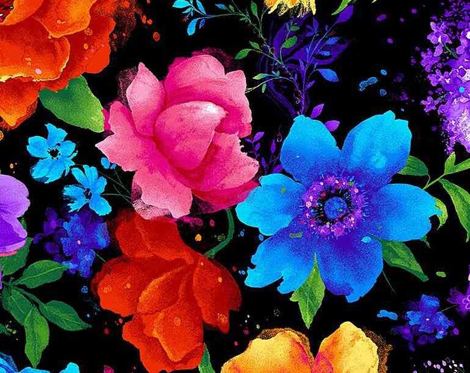 Fleur by Timeless Treasures From Night Bloom Large Floral Collection ...