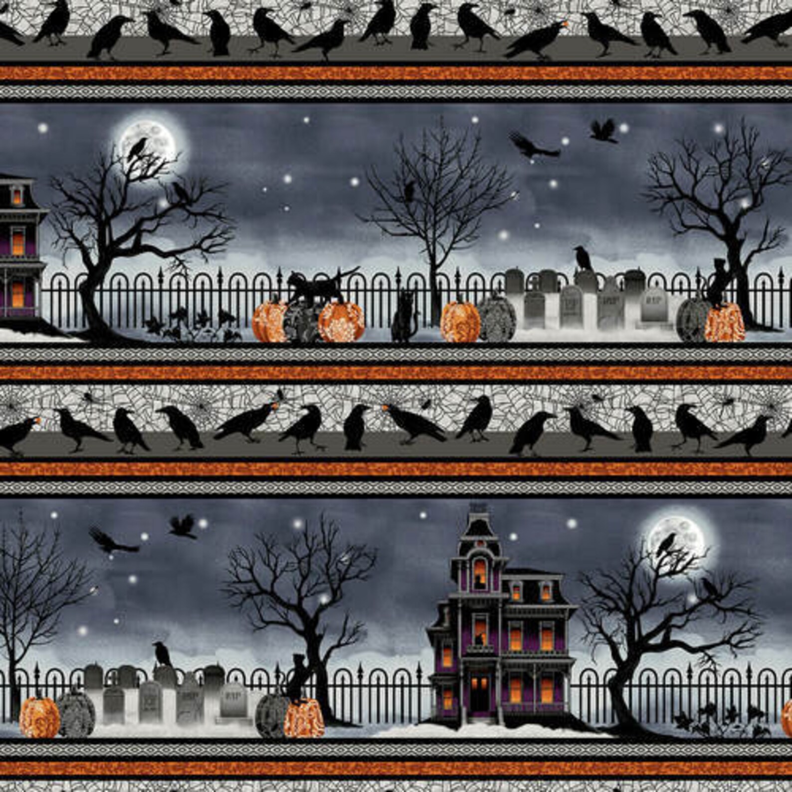 Spooky Night Panel by Grace Popp for Studio E. Large panel | Etsy
