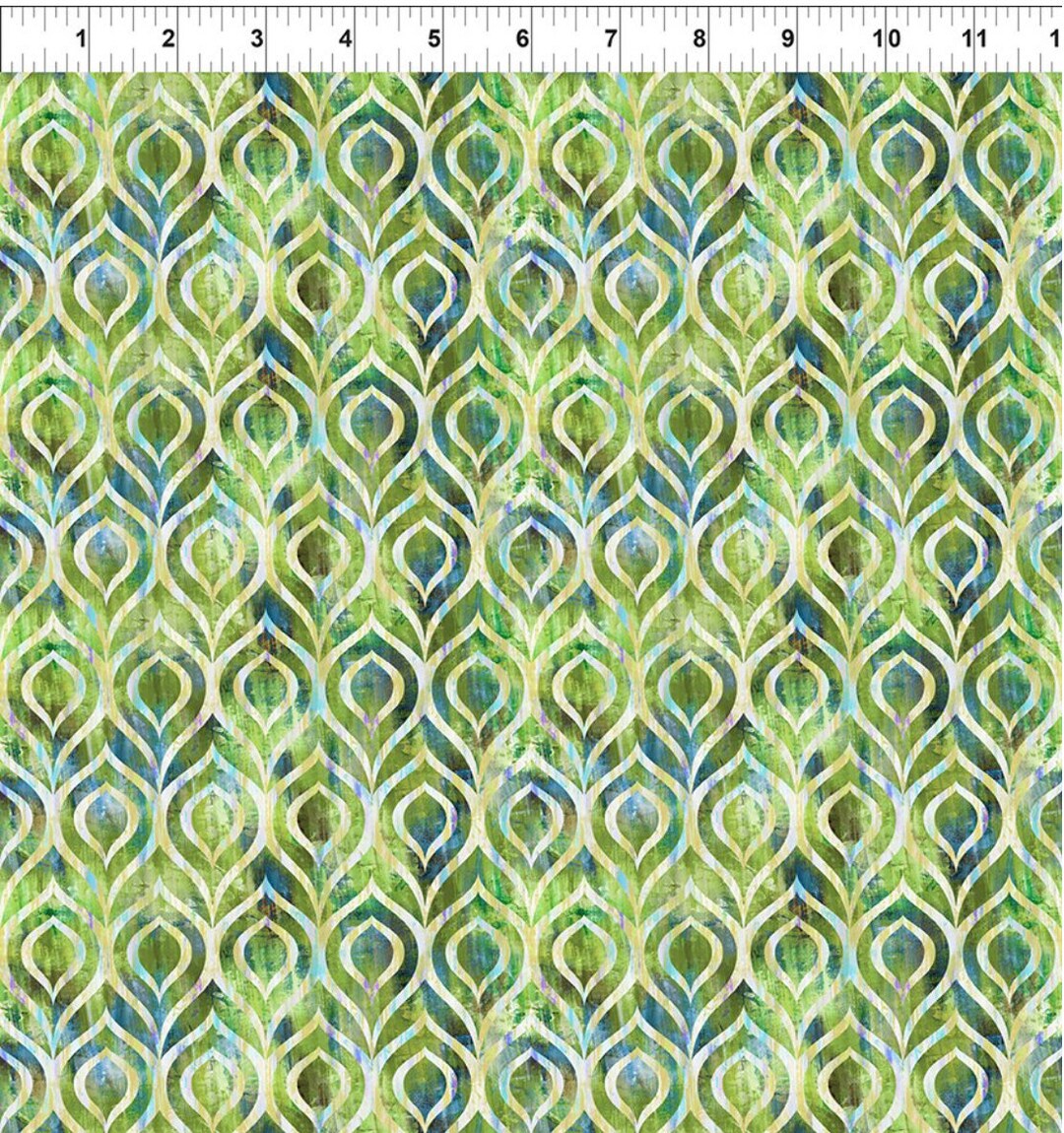 Halcyon II Peacock by Jason Yenter From in the Beginning Fabrics. 24HN-3 Green - Etsy