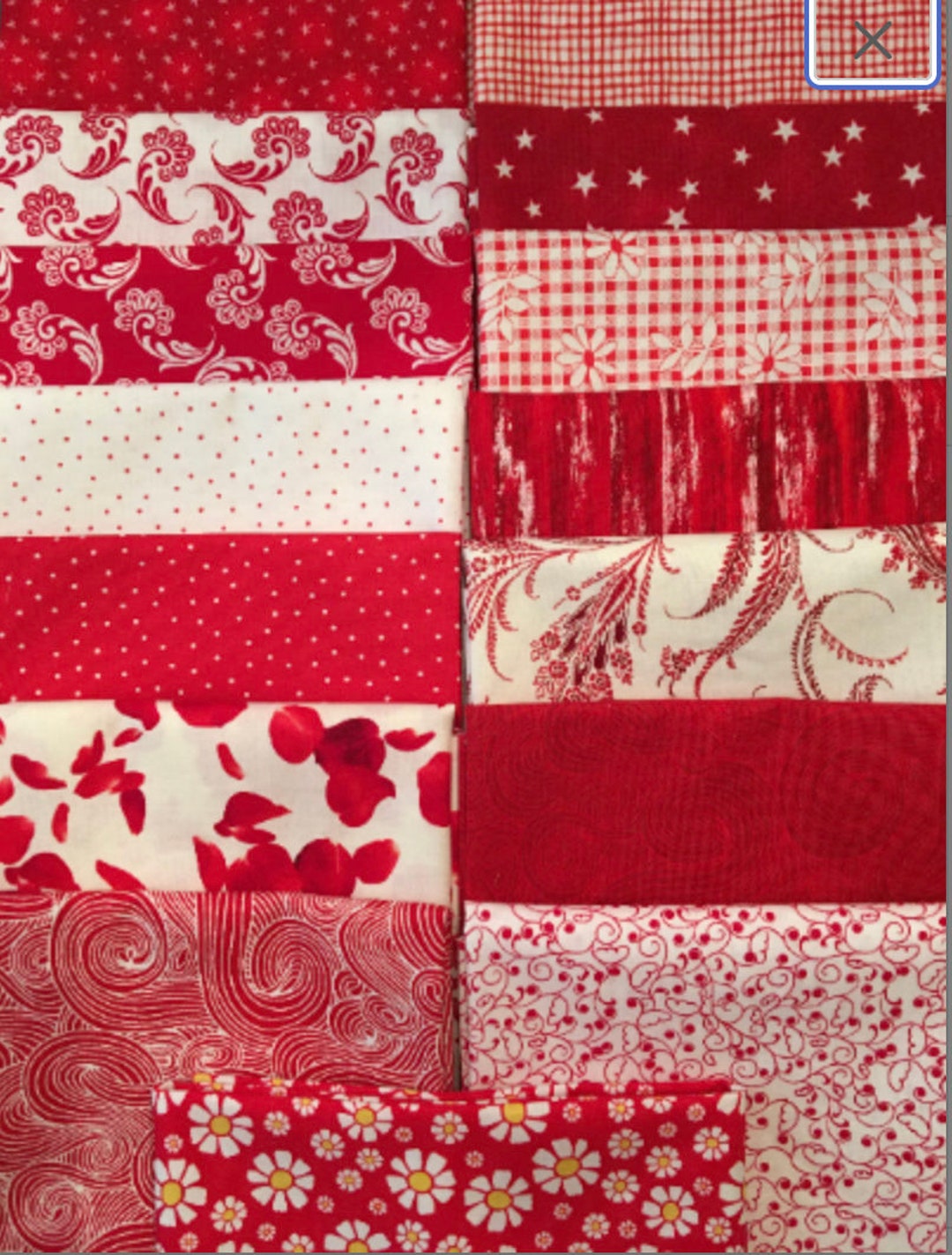 Charm Pack of Red and White Fabrics From Various Manufacturers. - Etsy