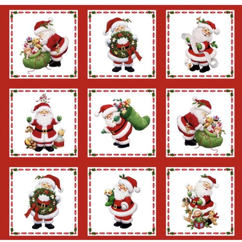 Retro Santa Quilt Panel - Etsy