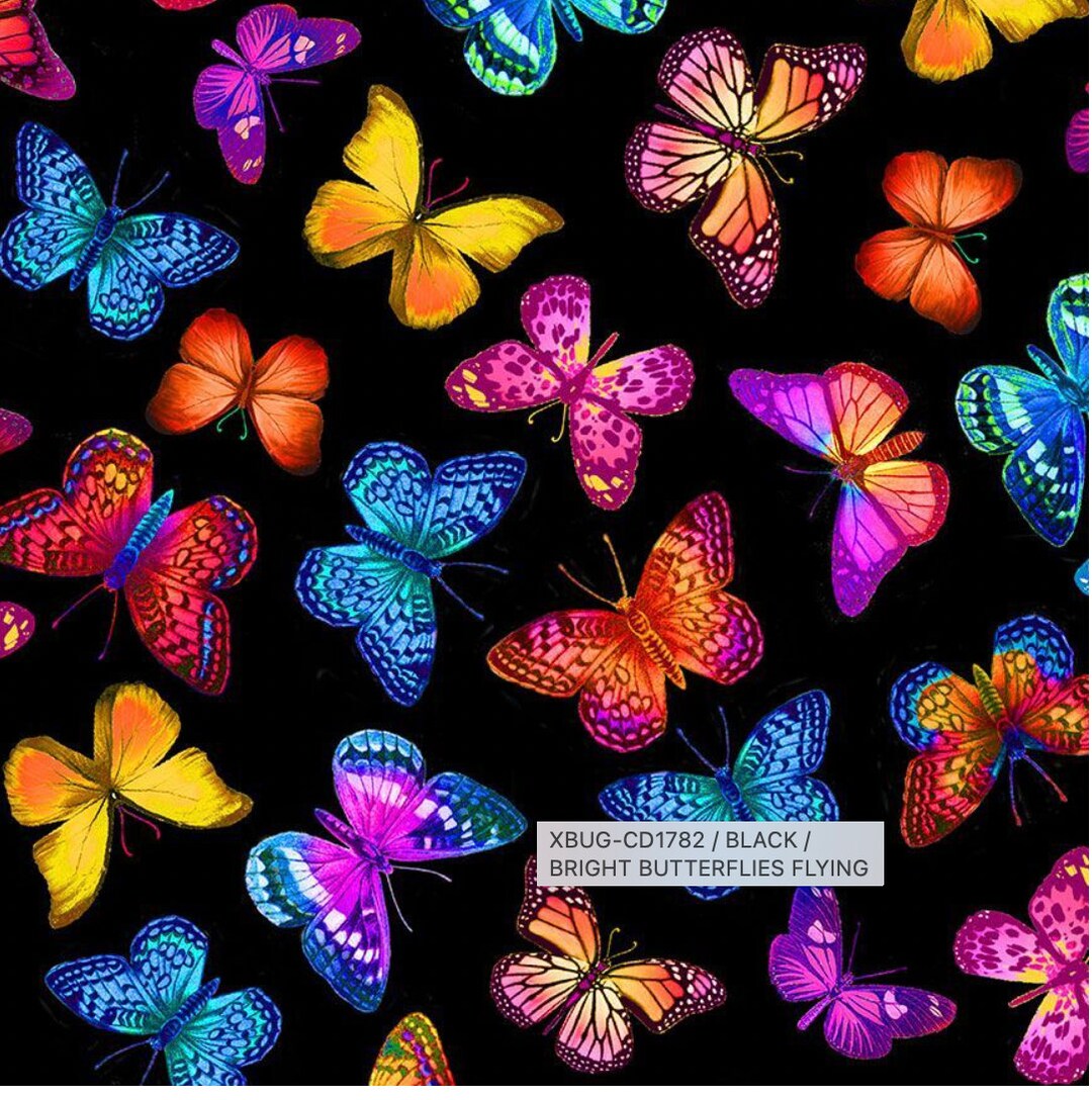 Bright Butterflies Flying From Timeless Treasures. Vibrant Bright ...